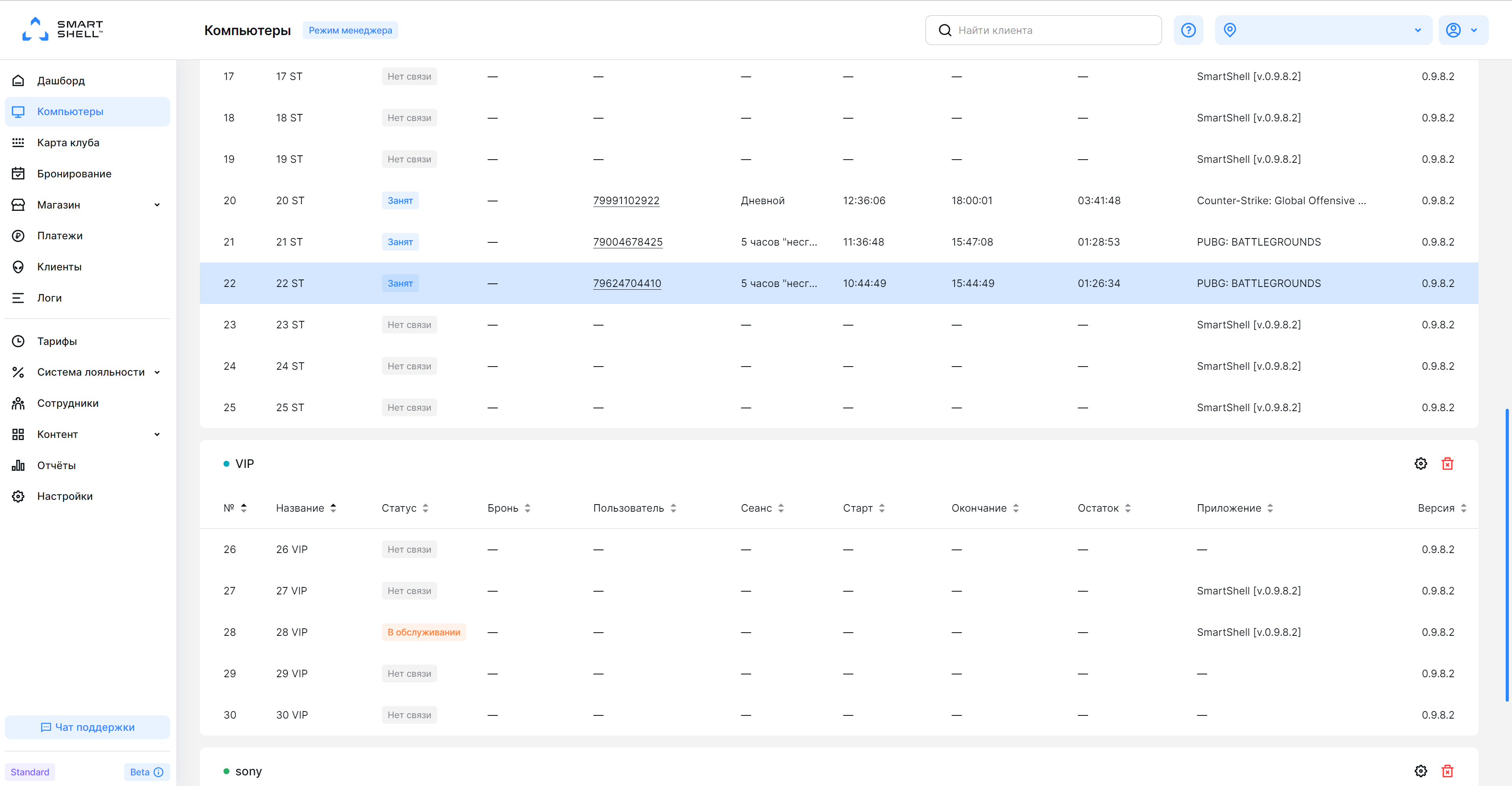 Компьютеры - таблица и карта – SmartShell_RUS