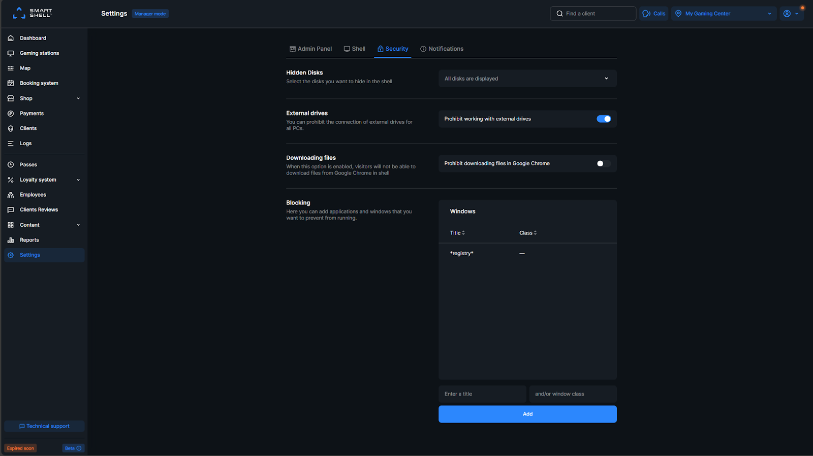 Settings – SmartShell_ENG