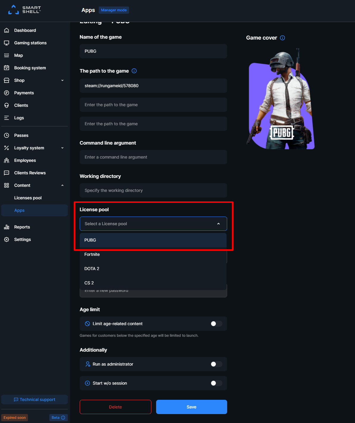 License pool – SmartShell_ENG