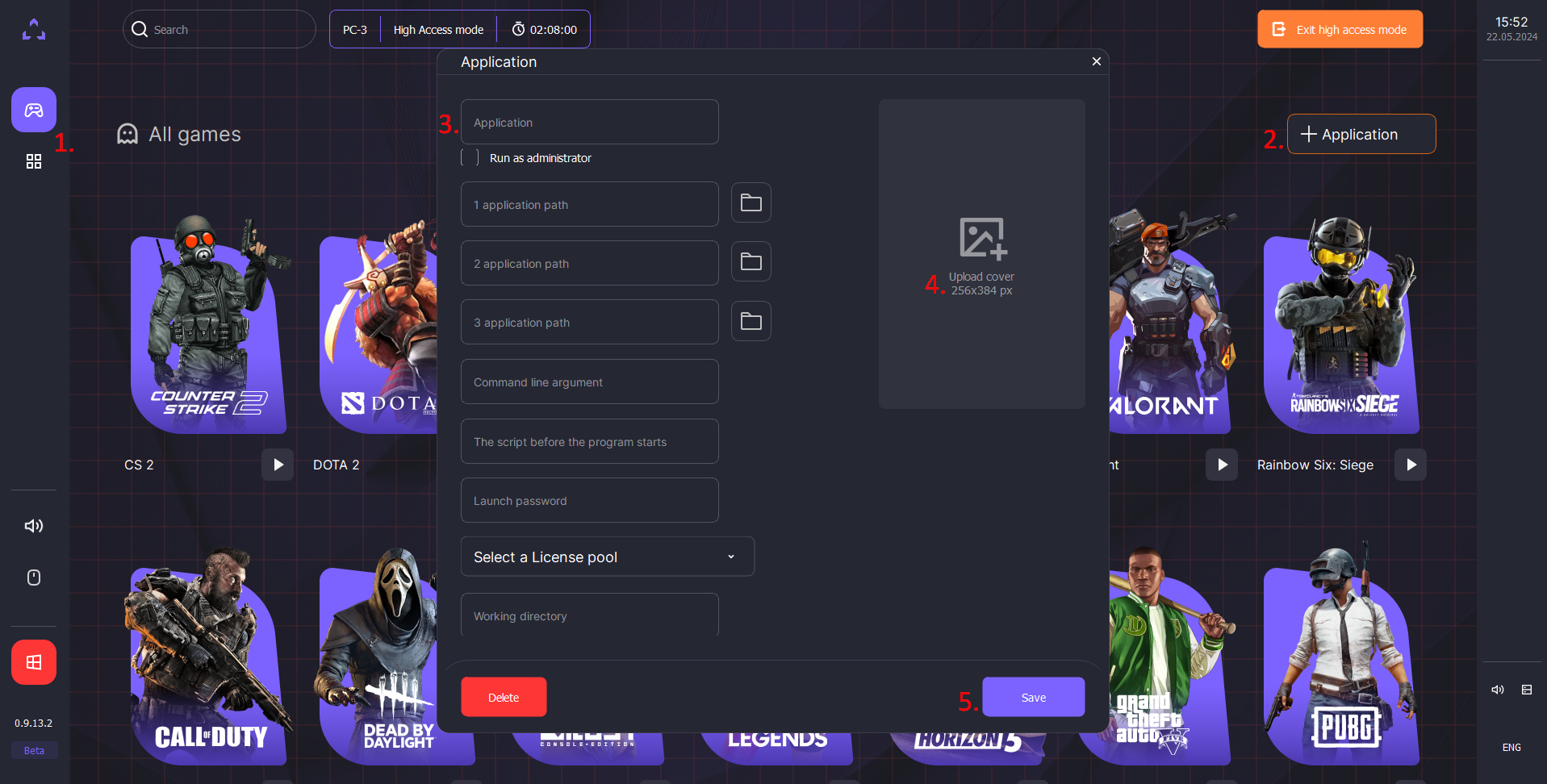 Step 4. Adding games and apps, creating gaming center accounts ...